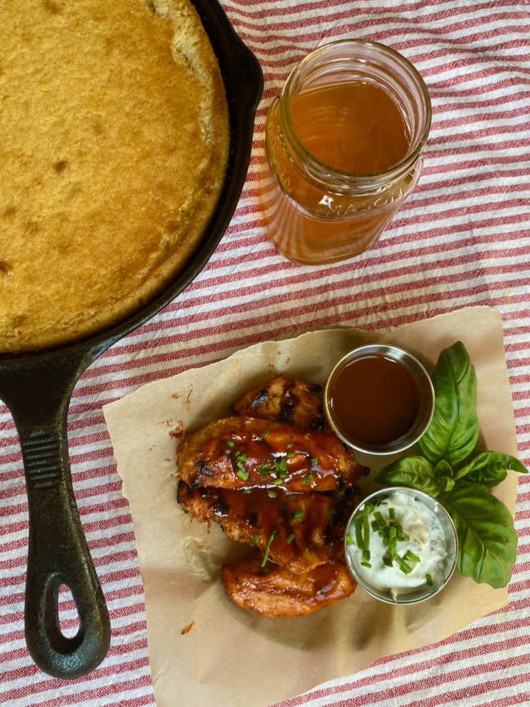 walestable.com - beer bbq chicken with chive ranch dip - homemade sauce
